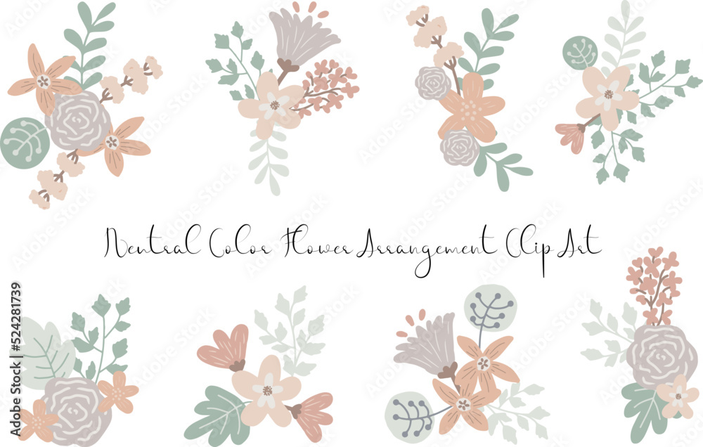 set of hand drawn flower arrangement clip art Stock Vector | Adobe Stock