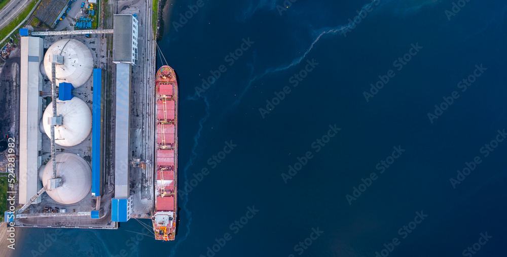 Lng Tanker ship for transportation of liquefied gas stands in port for ...
