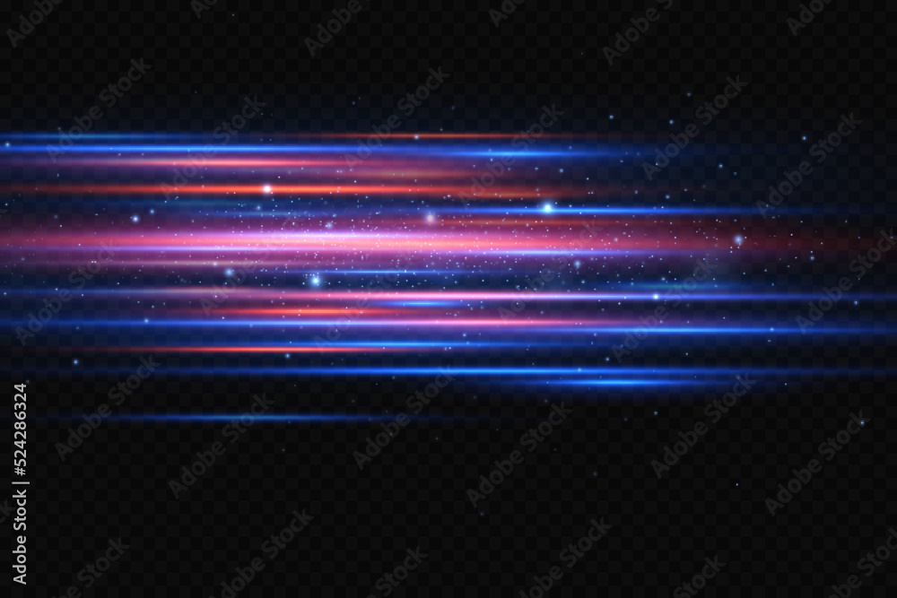 Motion light effect for banners. Blue lines. The effect of speed on a ...
