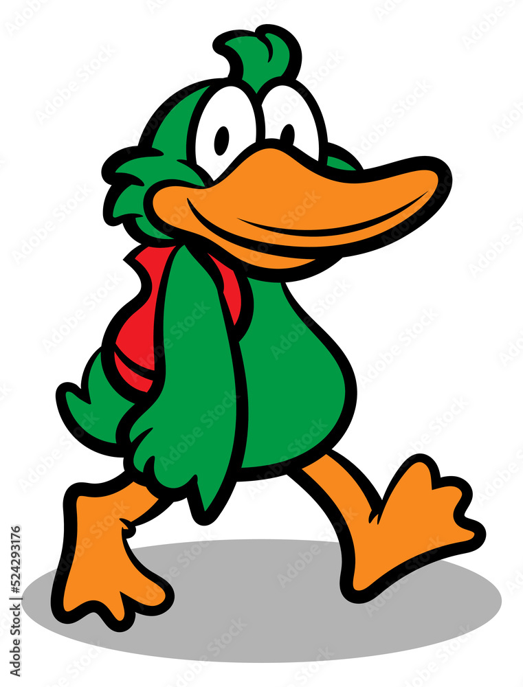Cartoon illustration of Little Duck wearing a backpack and going to ...