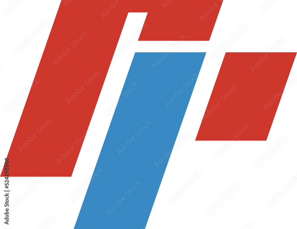 Vector of logo design with red and blue rectangle shape in white ...