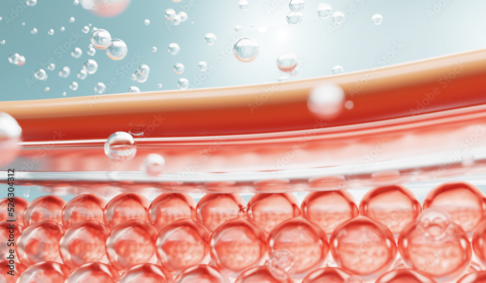Molecule in side collagen bubble and Vitamin illustration isolated on ...