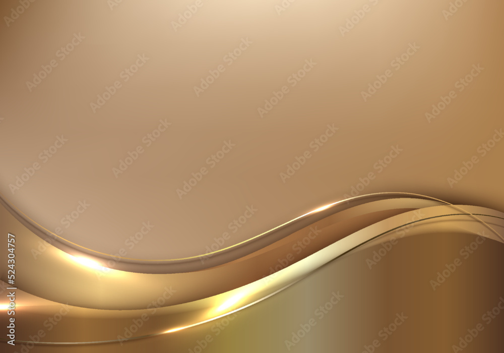 Abstract template 3D elegant golden wave shape with shiny gold line ...