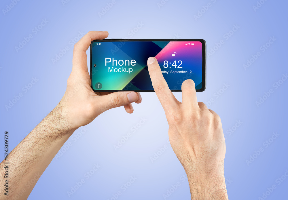 Phone Mockup in a Hand Stock Template | Adobe Stock