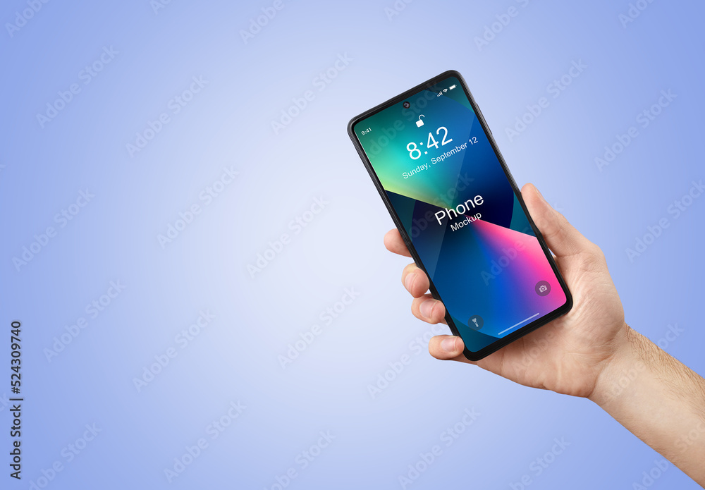 Phone Mockup in a Hand Stock Template | Adobe Stock