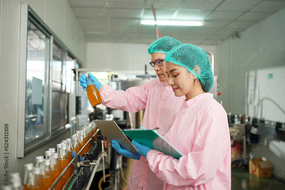 Asian worker labor working in food and beverage for drink industry ...