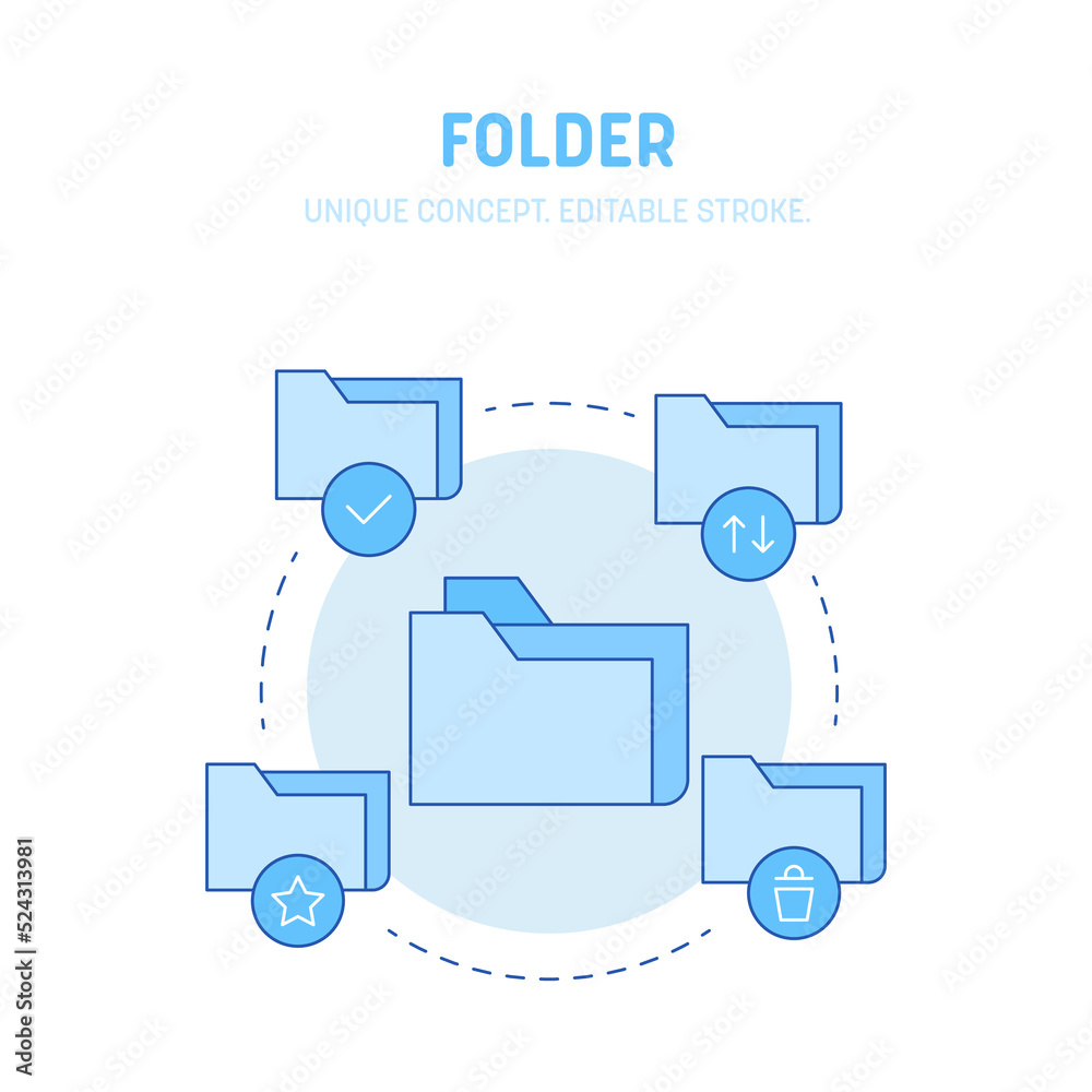 Storage, document and file folder icon concept design. Modern flat ...