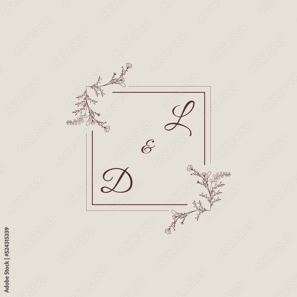LD line square wedding initial logo design which is good for branding ...