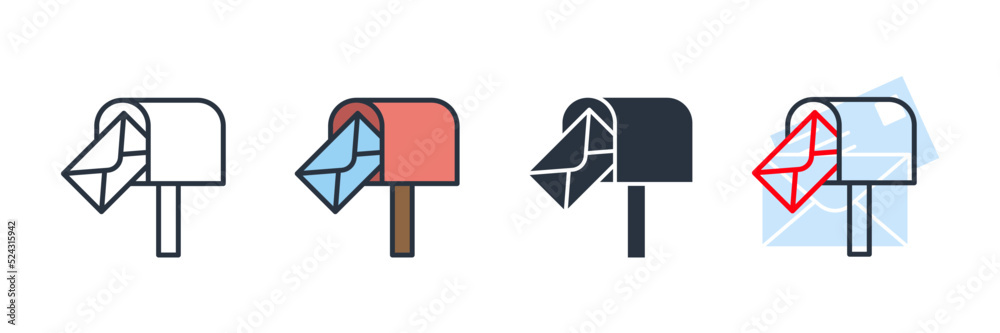 Vetor de Mail box icon logo vector illustration. Postal box symbol ...