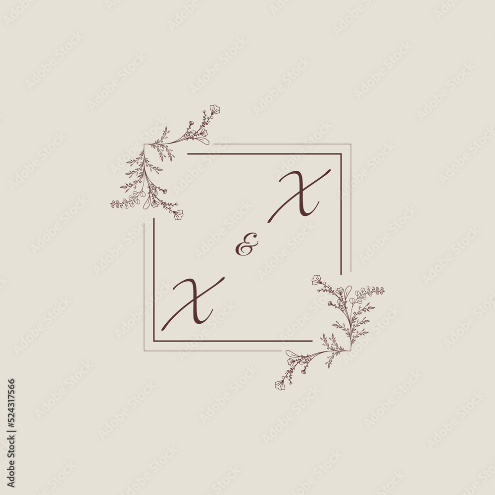 XX line square wedding initial logo design which is good for branding ...