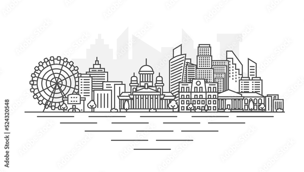 Helsinki, Finland architecture line skyline illustration. Linear vector ...