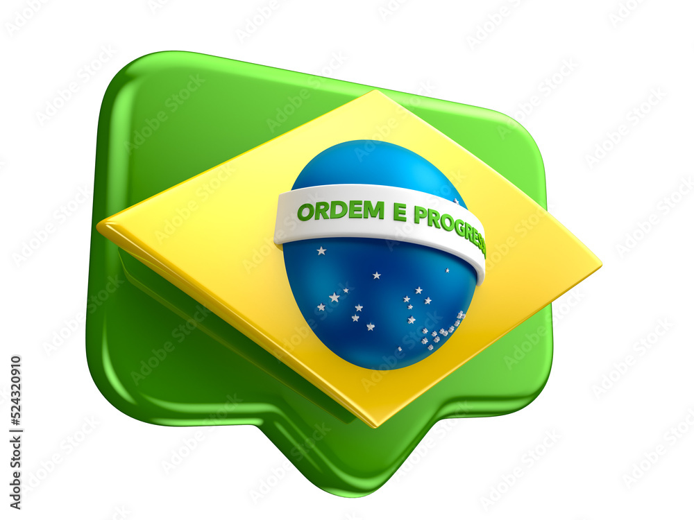 Brazil flag in icon format in 3d render realistic Stock Illustration ...