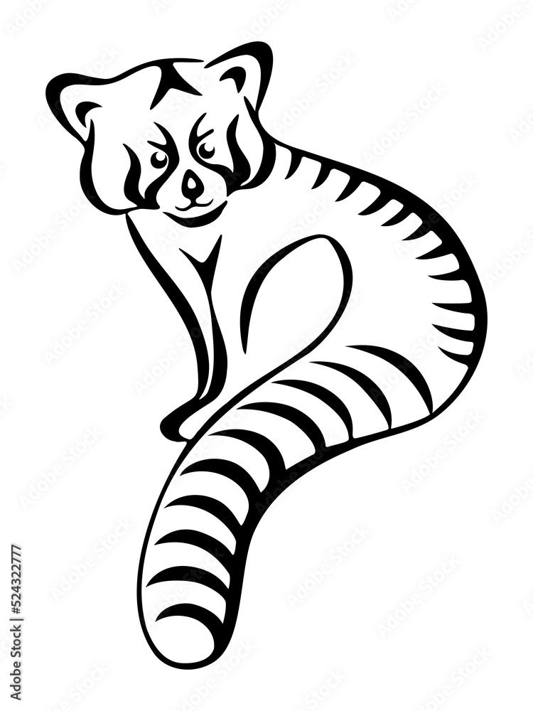 Cute red panda. Cartoon animal design. Vector illustration isolated on ...