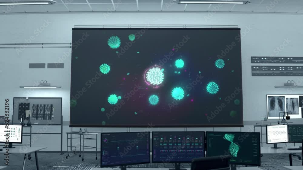 Biohazard Laboratory Microscopic Scanner Inspects Molecule Of Epidemic ...