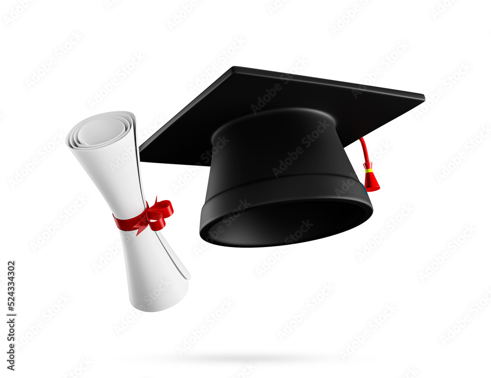 Graduate cap 3d icon. College, high school or university cap ...