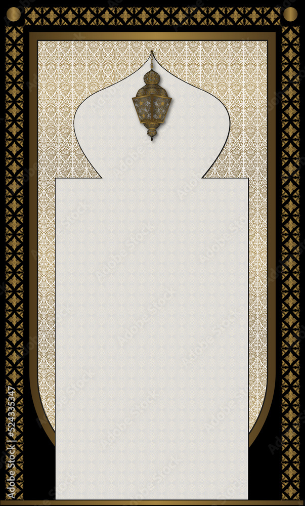 mosque door and window. Muslim islamic prayer mat for prayer. Suitable ...