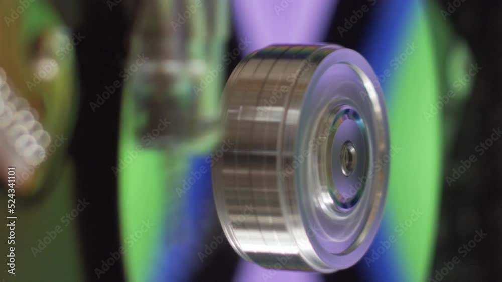 Cinemagraph of colorful computer HDD with spinning platters. Read and ...