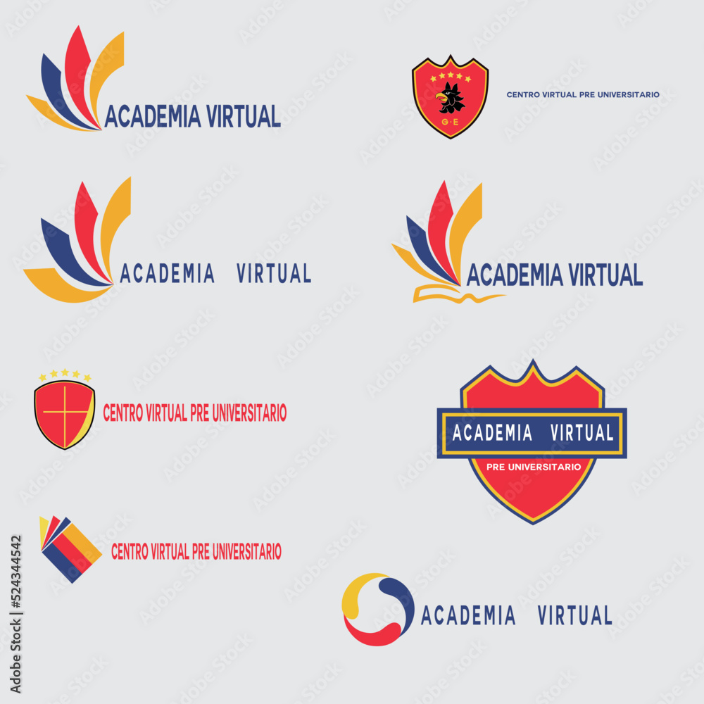 8 models. Formal logos for schools. Illustrations of logos. Stock ...