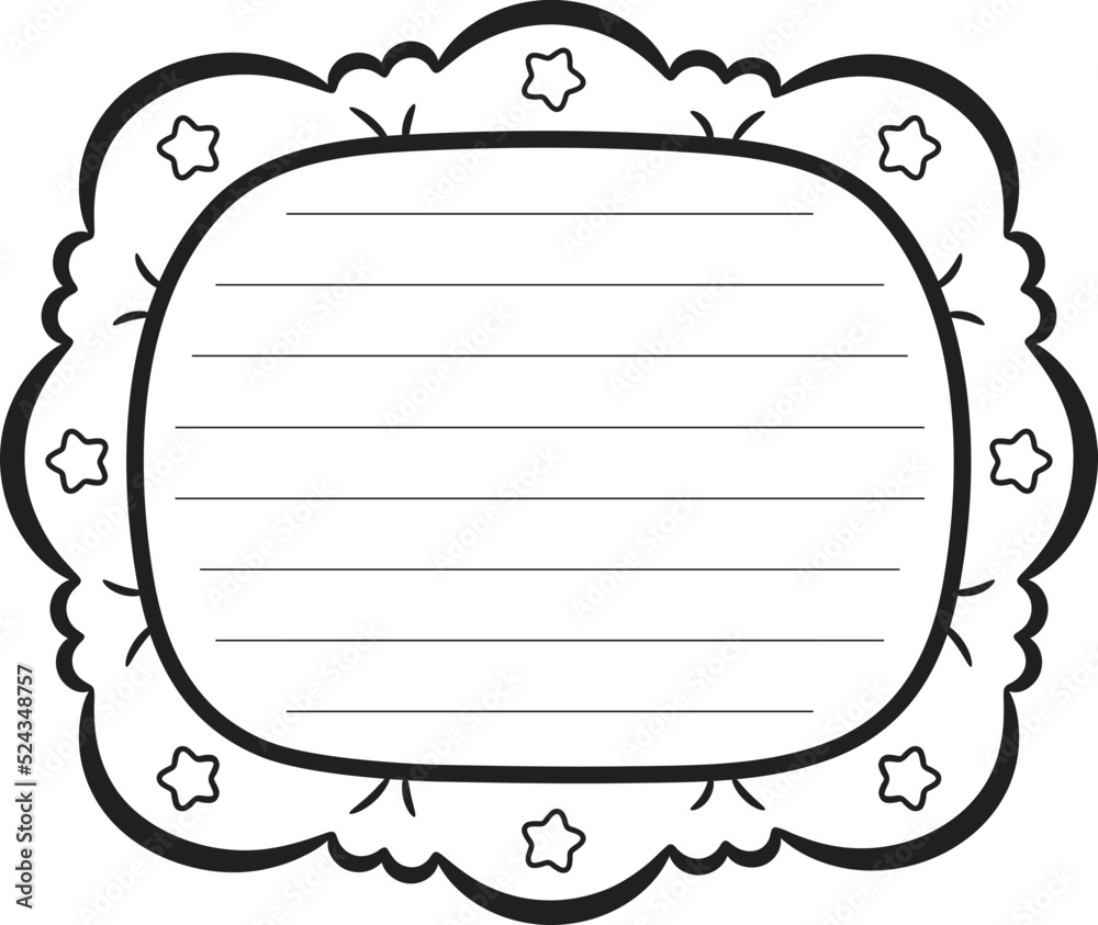 Blank cute note frame with stars sketch for coloring Stock Vector ...
