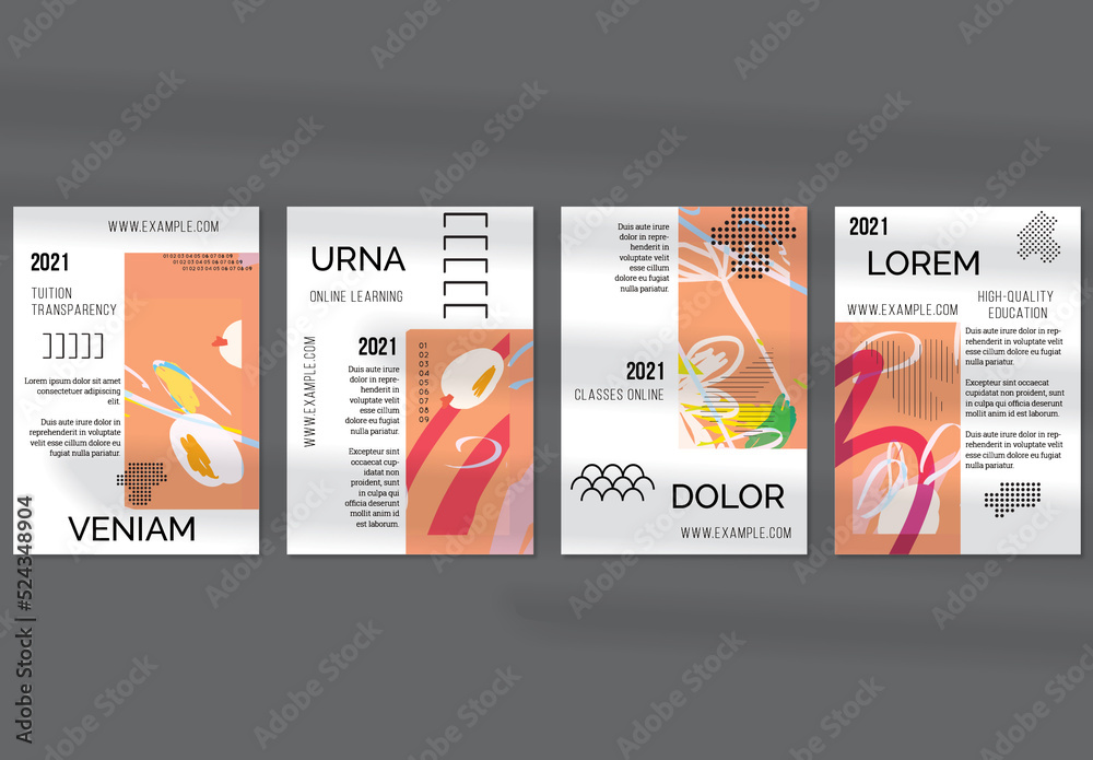 Flyer Layout with Geometric Shapes and Abstract Bright Rectangle on ...