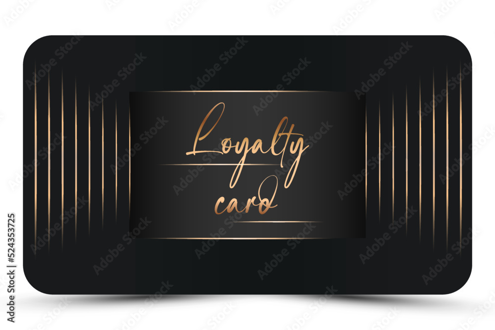 Modern loyalty card template. Elegant Black business card with golden ...