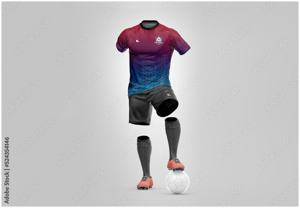 Modelo de Soccer Uniform Kit Mockup Front View do Stock | Adobe Stock