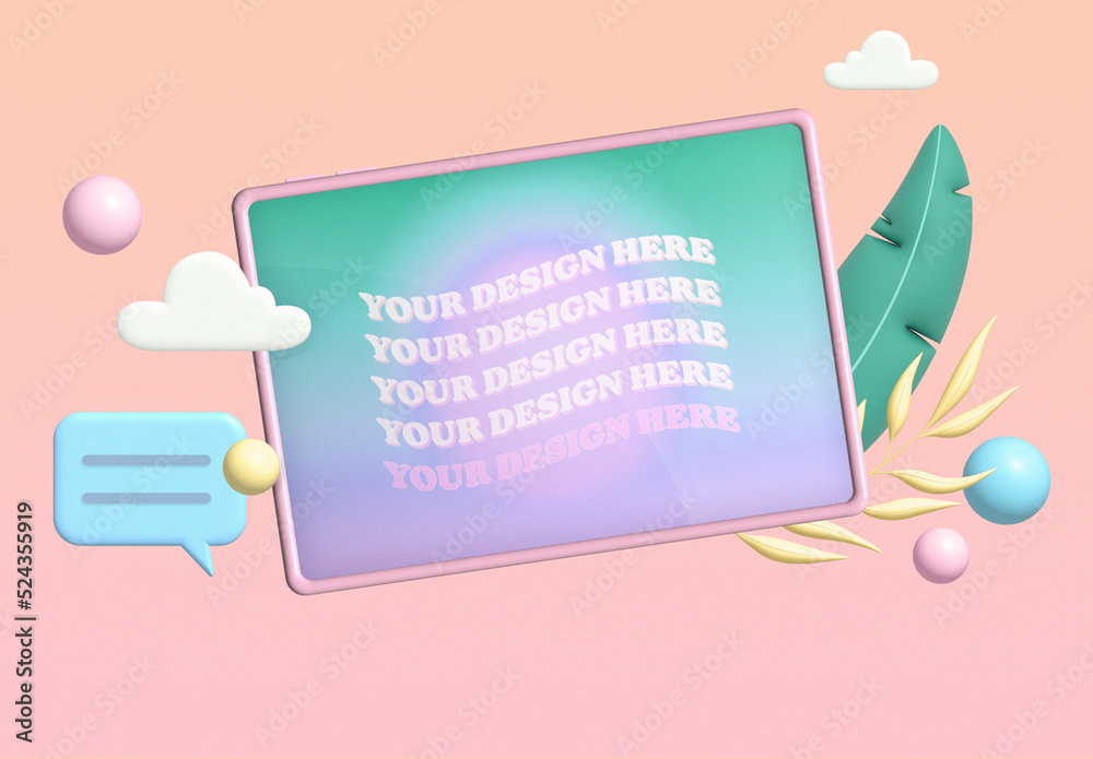 Illustrated Tablet Mockup Stock Template | Adobe Stock