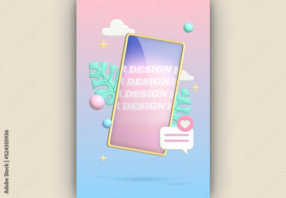 Illustrated Phone Mockup Stock Template | Adobe Stock