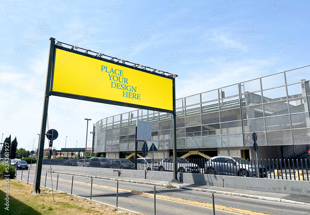 Road Gate Sign Banner Mockup Stock Template | Adobe Stock