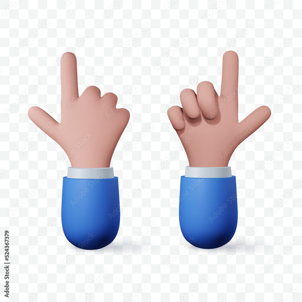 Vector hand cursor in inflatable 3d style. Hand with an outstretched ...