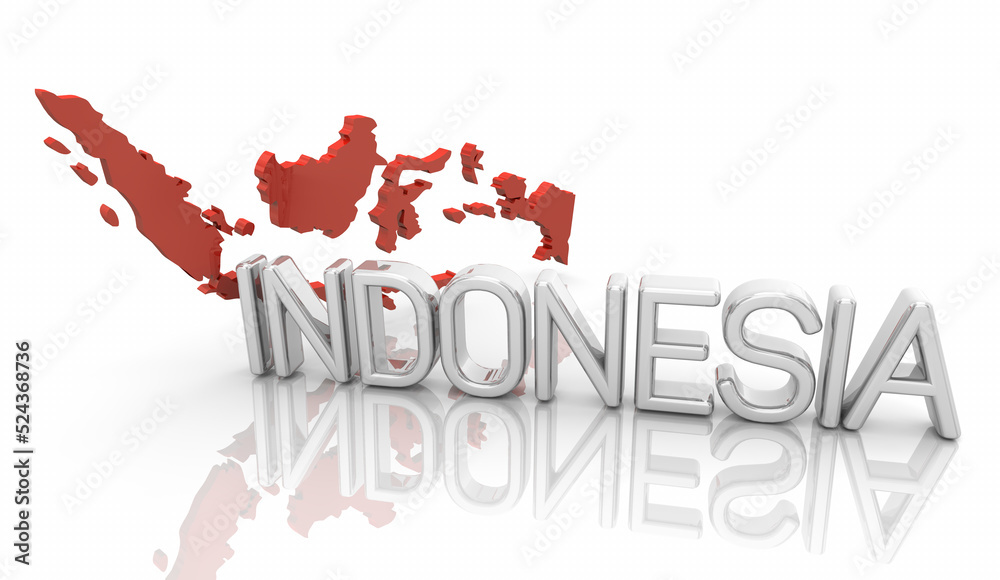 Indonesia Country Name Word Map Shape 3d Illustration Stock ...