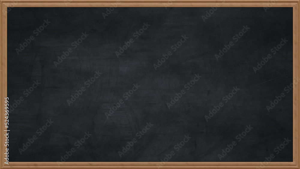Empty chalkboard background with wooden frame. Dirty erased chalk ...