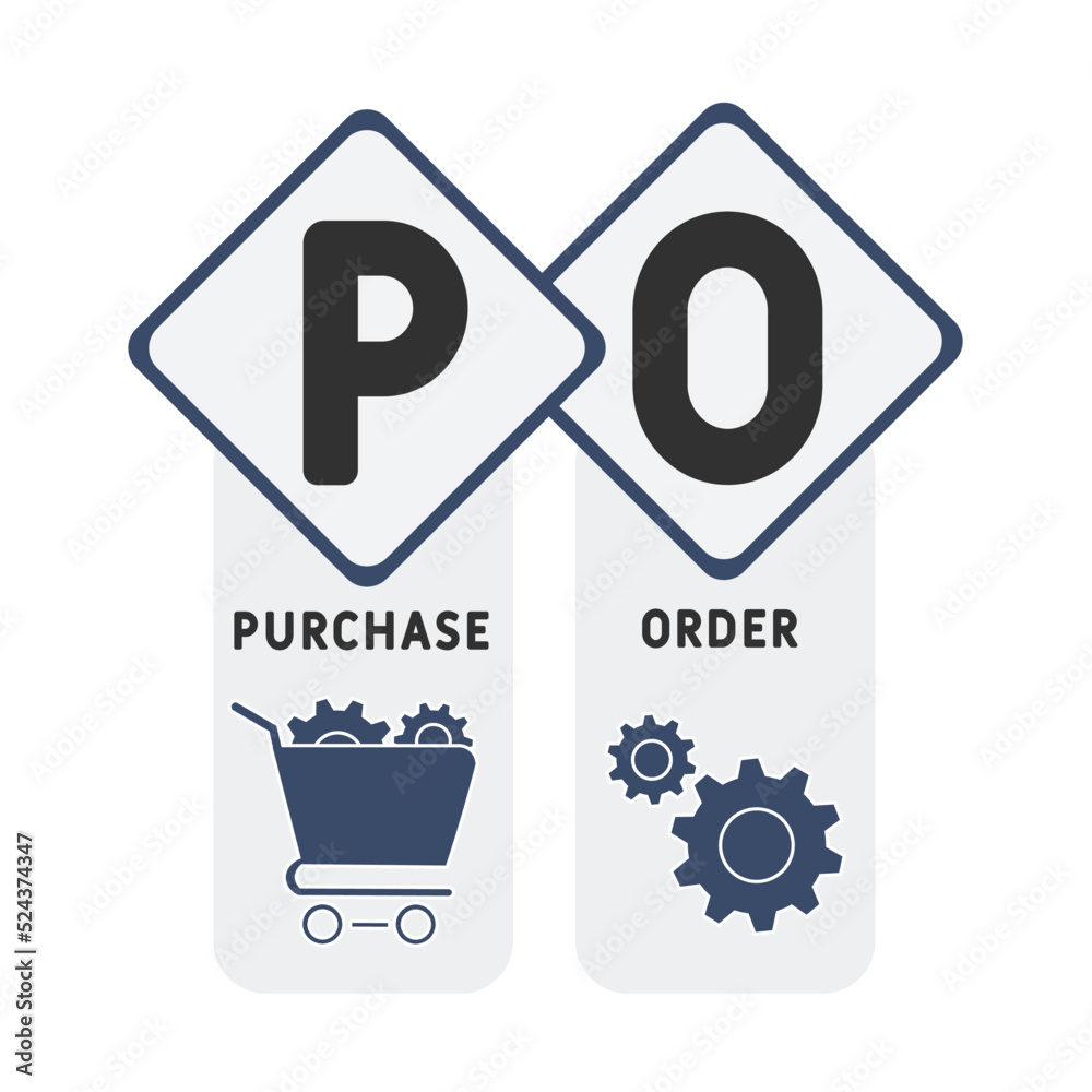 po - purchase order acronym. business concept background. vector ...