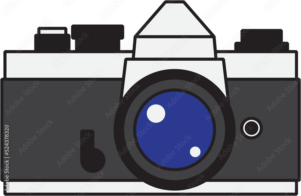 Vintage analog film camera outline drawing on transparent background ...