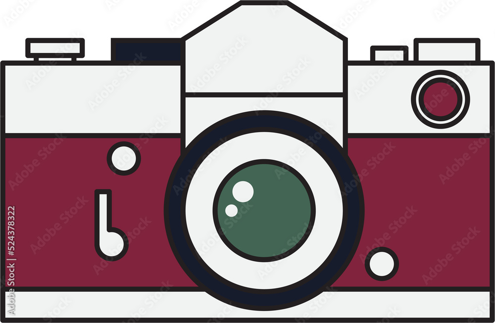 Vintage analog film camera outline drawing on transparent background ...