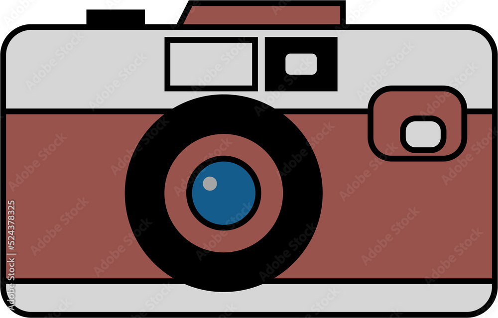 Vintage analog film camera outline drawing on transparent background ...