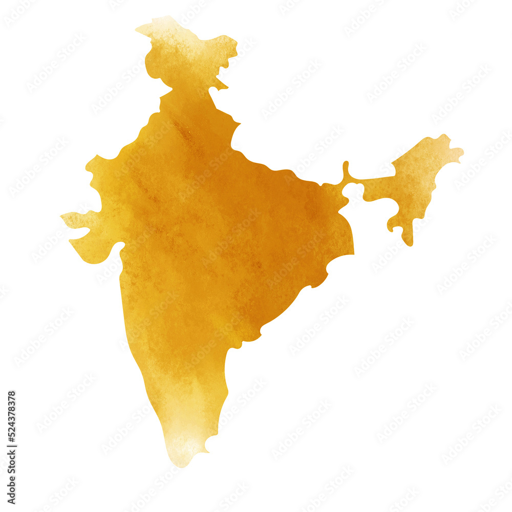 Colorful water color India map on canvas background. Digital painting ...