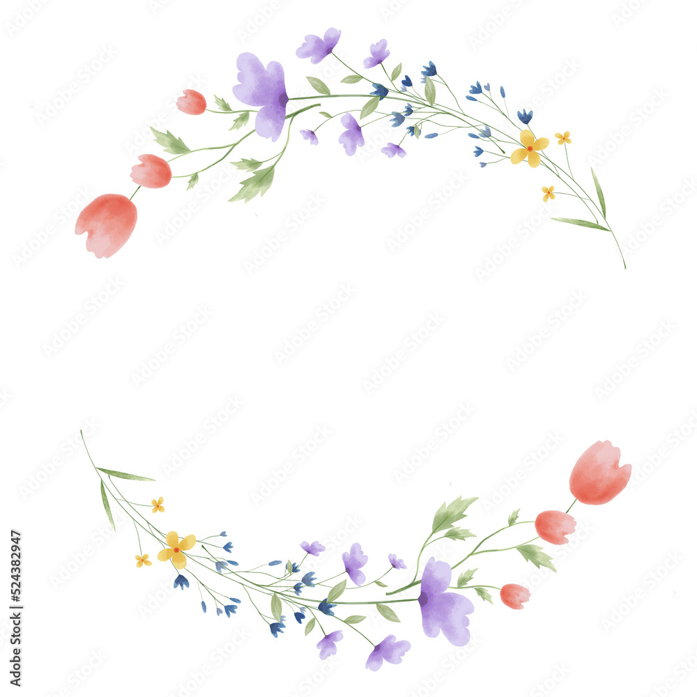 Colorful flower watercolor floral bouquet Png, Wildflowers Spring with ...