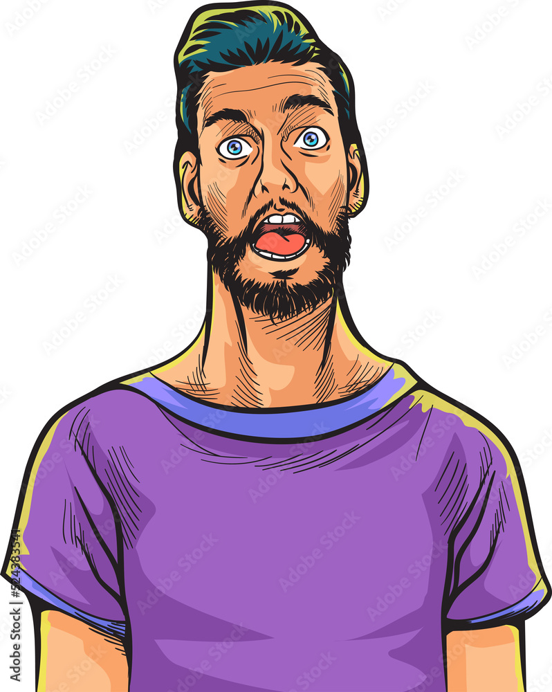 shocked and surprised face character pop art comics Stock Illustration ...