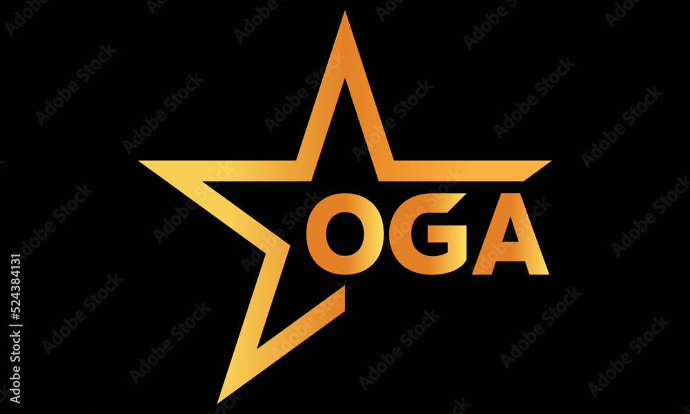 OGA golden luxury star icon three letter logo design vector template ...