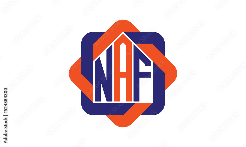 NAF three letter real estate logo with home icon logo design vector ...