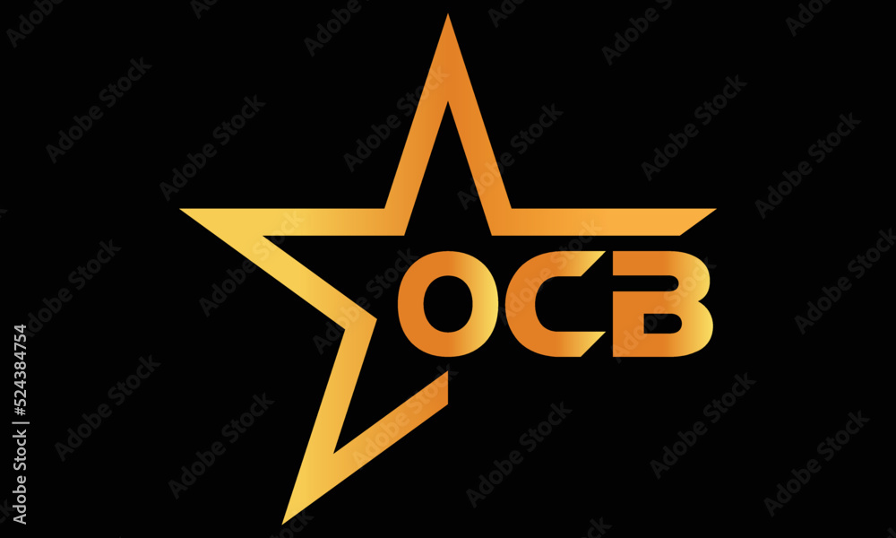 OCB golden luxury star icon three letter logo design vector template ...