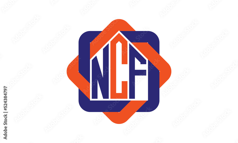 NCF three letter real estate logo with home icon logo design vector ...