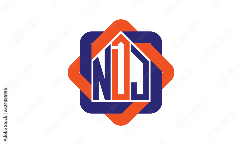 NDJ three letter real estate logo with home icon logo design vector ...