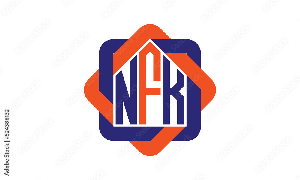 NFK three letter real estate logo with home icon logo design vector ...