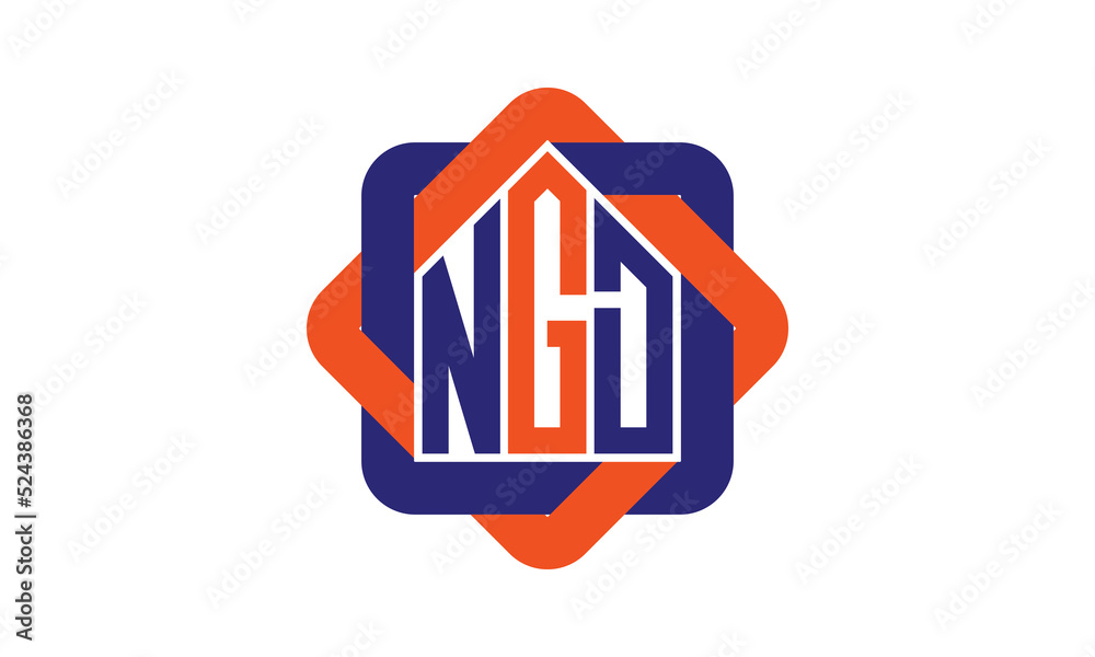 NGD three letter real estate logo with home icon logo design vector ...