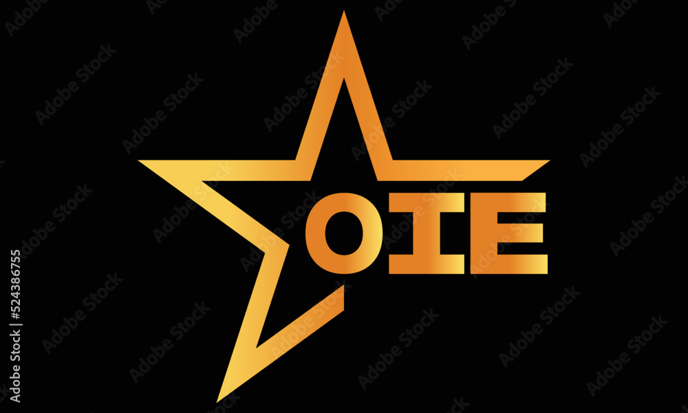 OIE golden luxury star icon three letter logo design vector template ...