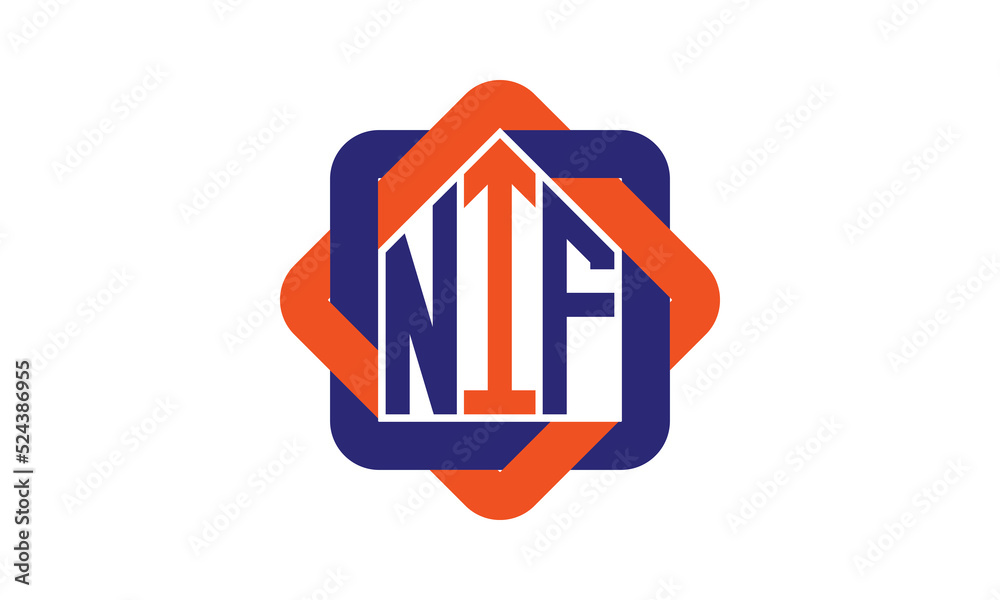 NIF three letter real estate logo with home icon logo design vector ...