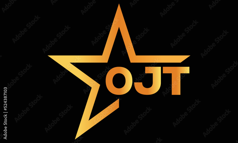OJT golden luxury star icon three letter logo design vector template ...