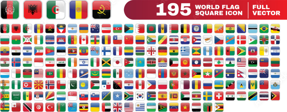 195 World Flag Icon Square Stock Vector Adobe Stock, 50% OFF